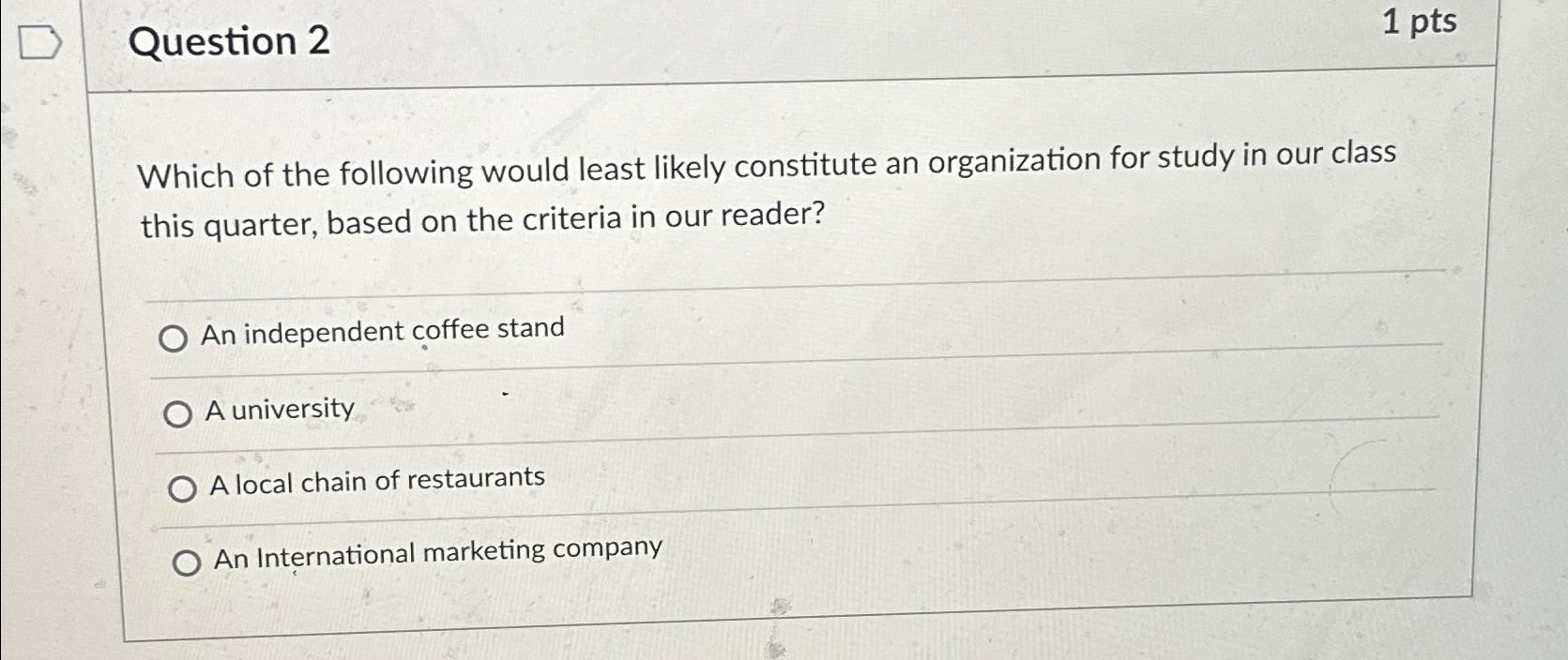 Solved Question 21 ﻿ptsWhich of the following would least | Chegg.com