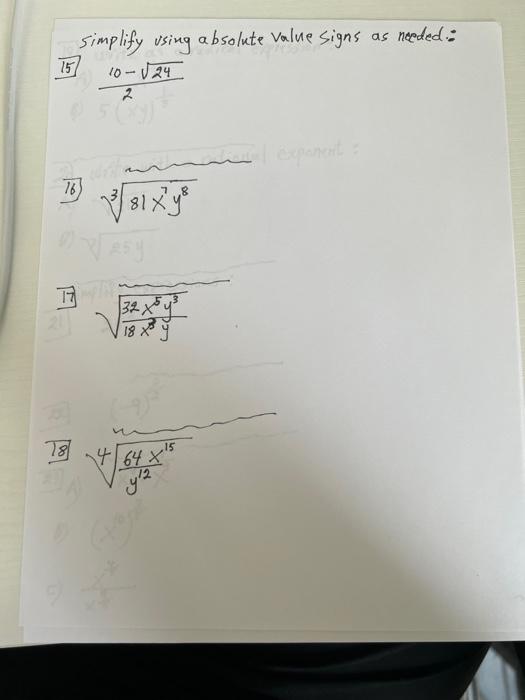 Solved simplify using absolute value signs as needed.: 15) | Chegg.com