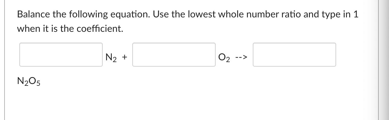 Solved Balance the following equation. Use the lowest whole | Chegg.com