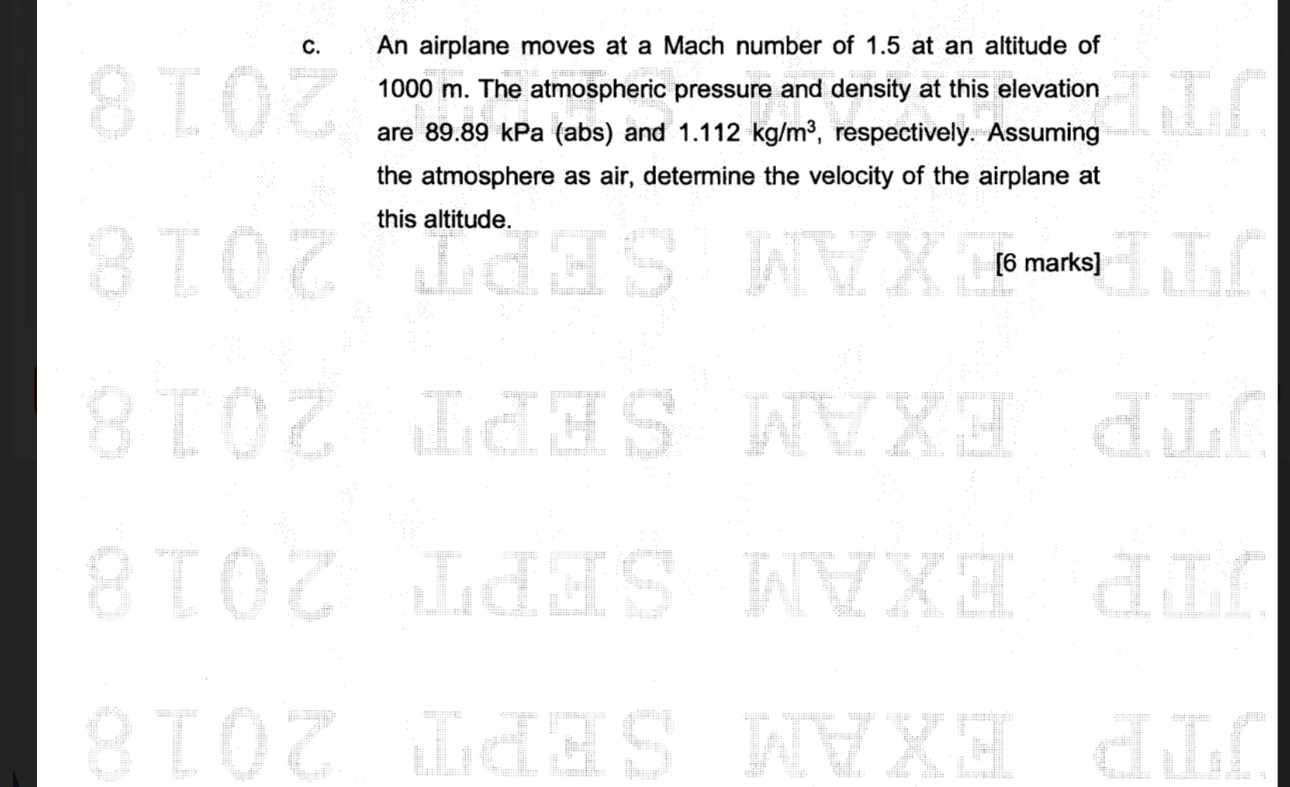 Solved c. ﻿An airplane moves at a Mach number of 1.5 ﻿at an | Chegg.com