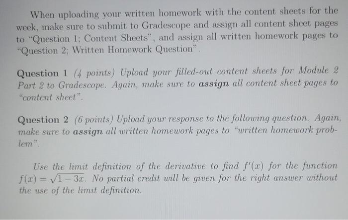 When uploading your written homework with the content | Chegg.com