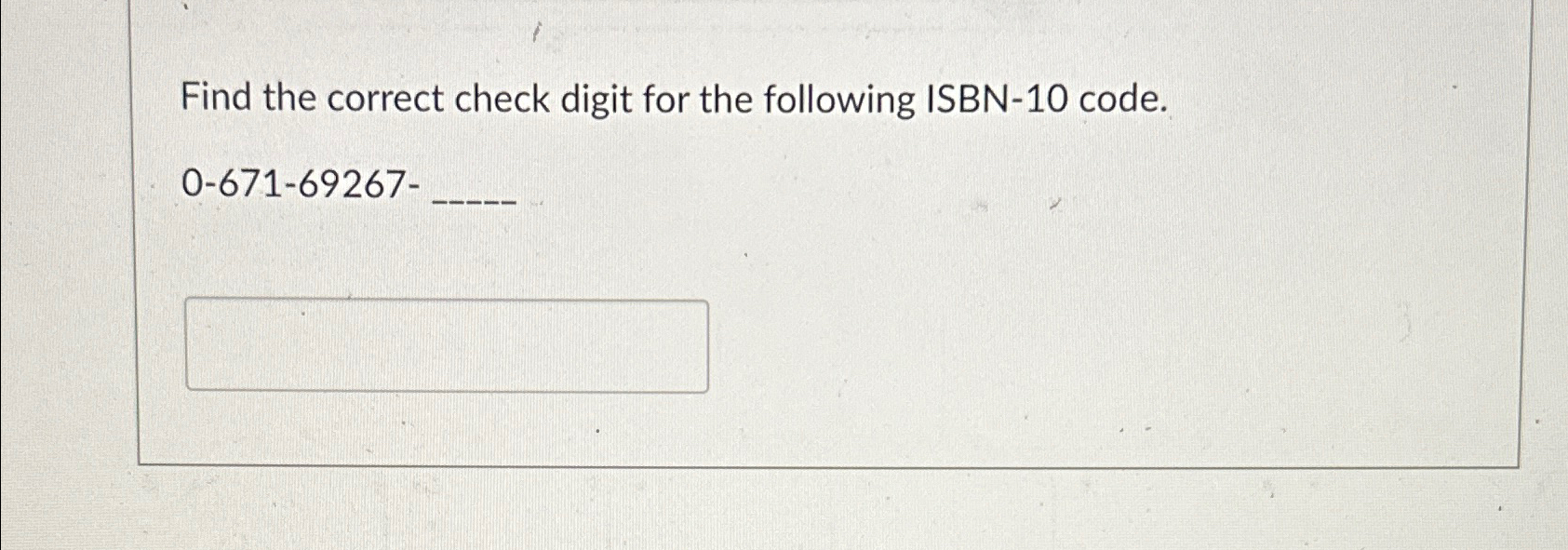 Solved Find the correct check digit for the following | Chegg.com