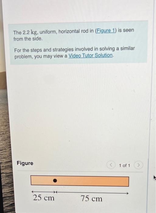 Solved The 2.2 kg, uniform, horizontal rod in (Figure 1) is | Chegg.com