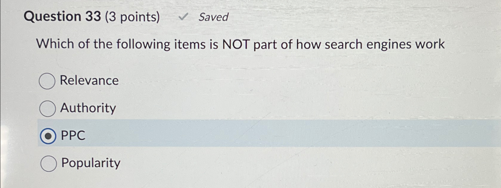 Solved Question 33 (3 ﻿points) ﻿SavedWhich of the following | Chegg.com