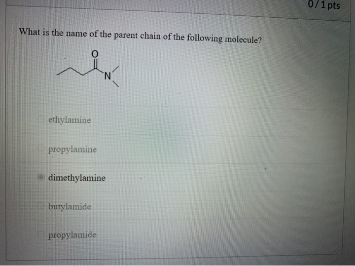 Solved 0/1 pts What is the name of the parent chain of the | Chegg.com