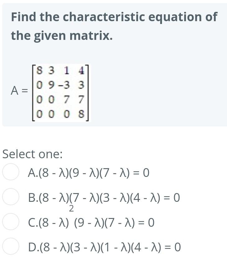 Solved The characteristic polynomial of a 5 x 5 matrix is | Chegg.com