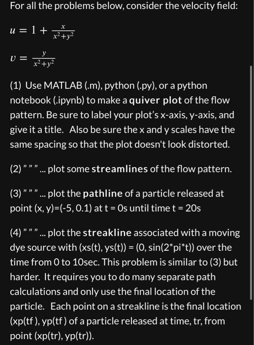 For all the problems below, consider the velocity | Chegg.com