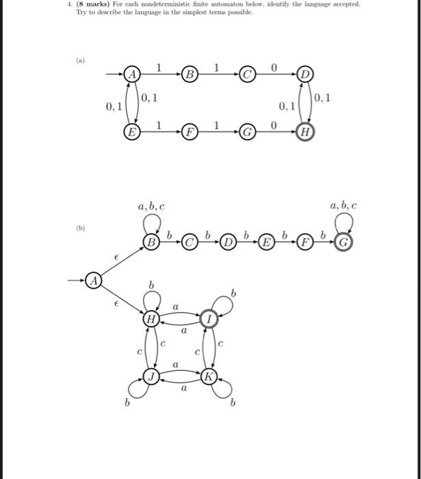 Solved 4. ( 8 marks) For each nondeterninistic finite | Chegg.com