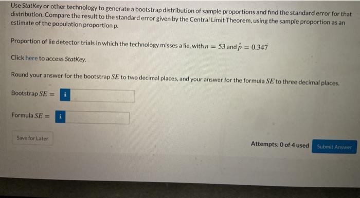 Solved Use StatKey or other technology to generate a | Chegg.com