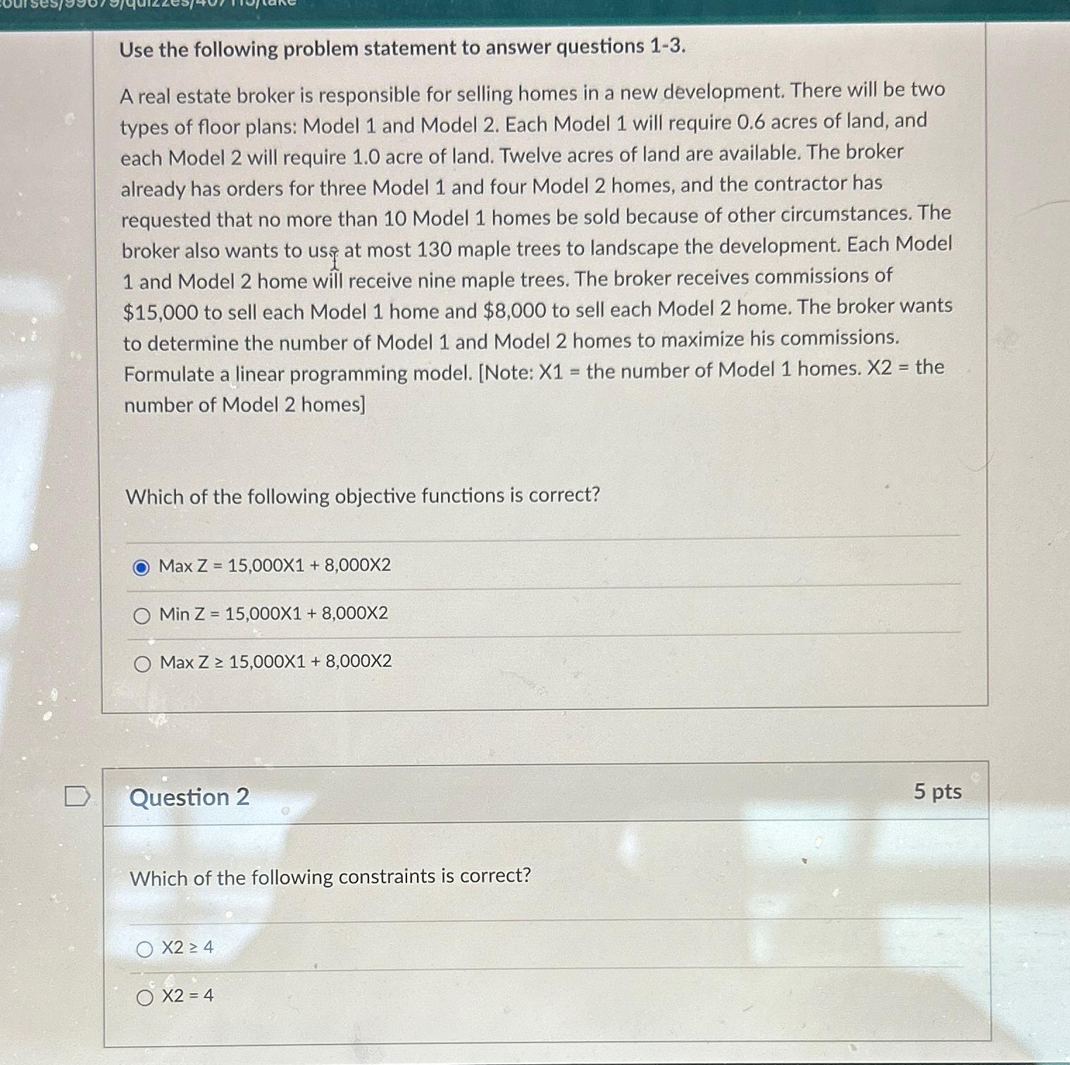 Solved Use the following problem statement to answer | Chegg.com