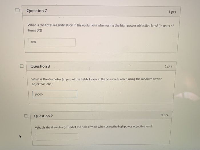 Solved Question 7 1 pts What is the total magnification in | Chegg.com