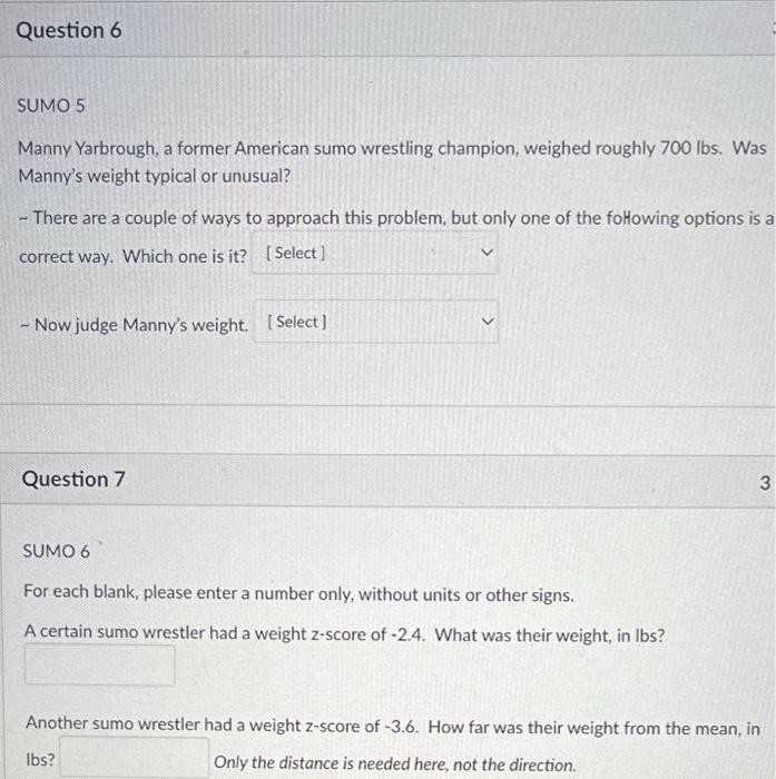 Solved Use the information below to answer the SUMO | Chegg.com