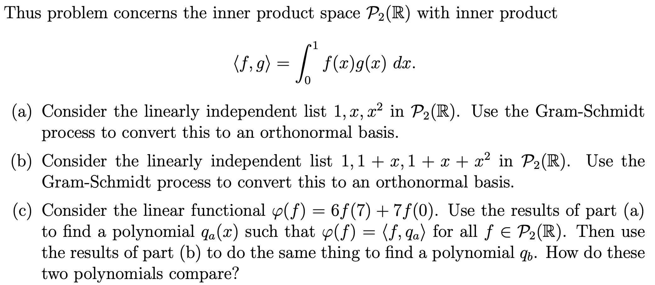 Solved This problem concerns the inner product space P2(R) | Chegg.com