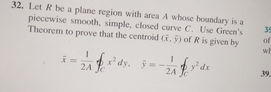 Solved Let R ﻿be a plane region with area A whose boundary | Chegg.com