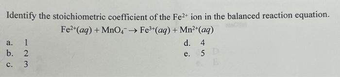 Solved Identify the stoichiometric coefficient of the \\( | Chegg.com