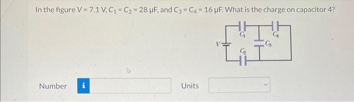 Solved In the figure V=7.1 V,C1=C2=28μF, and C3=C4=16μF. | Chegg.com