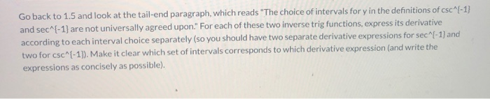 Solved Go back to 1.5 and look at the tail-end paragraph, | Chegg.com