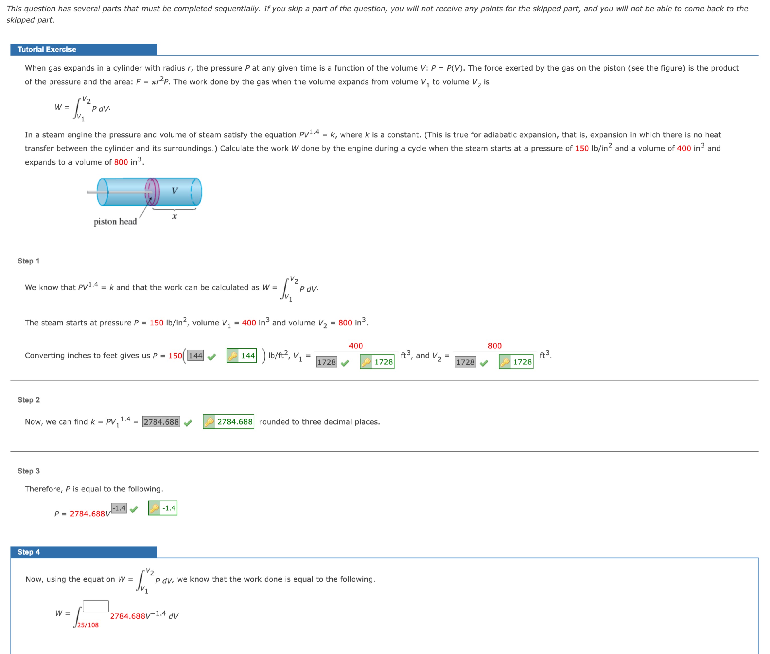 Solved skipped part.Tutorial Exerciseof the pressure and the | Chegg.com