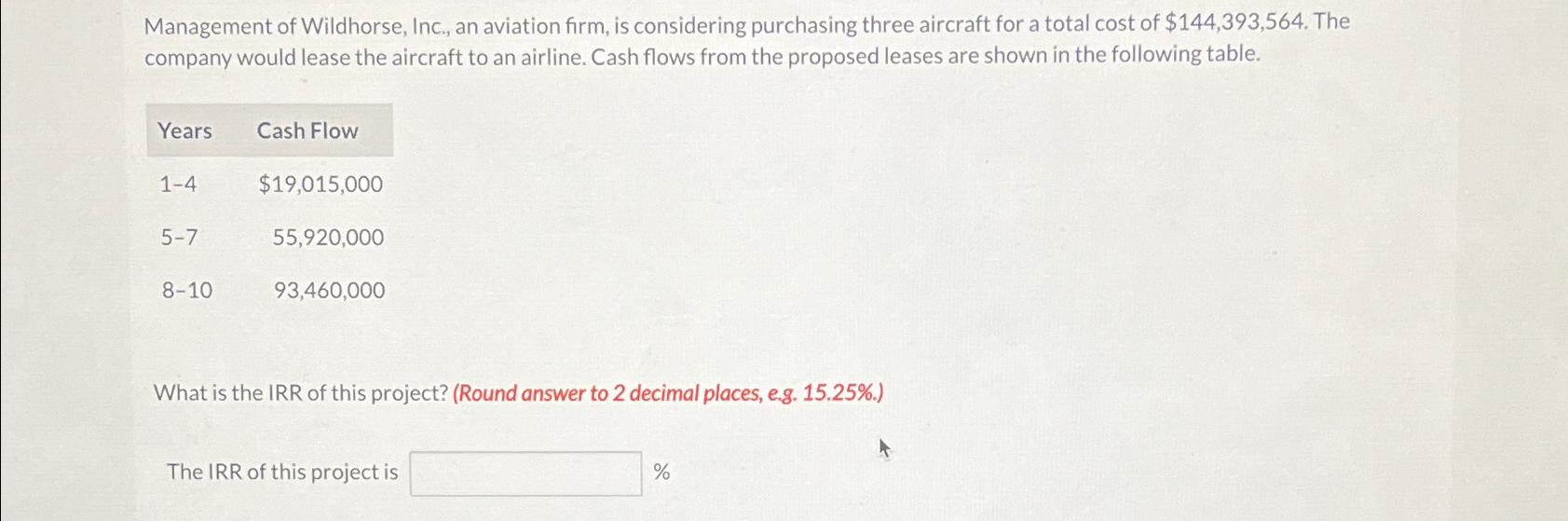 Solved Management of Wildhorse, Inc., an aviation firm, is | Chegg.com