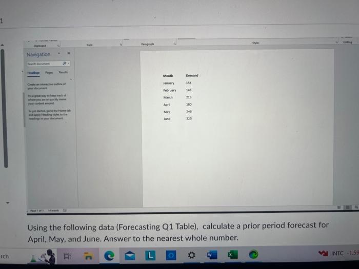 Solved Using the following data (Forecasting Q1 Table), | Chegg.com
