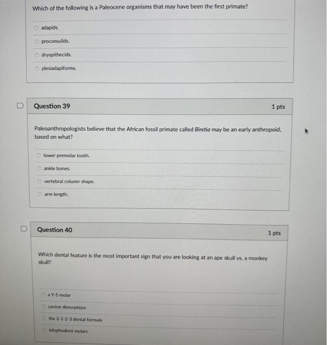 Which of the following is a Paleocene organisms that | Chegg.com