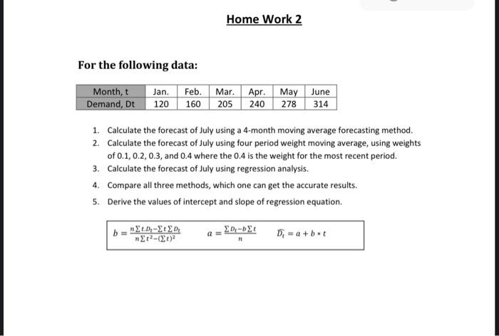 Solved For the following data: 1. Calculate the forecast of | Chegg.com