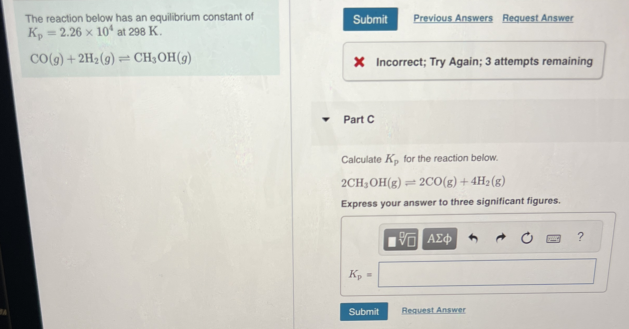 Solved The reaction below has an equilibrium constant | Chegg.com