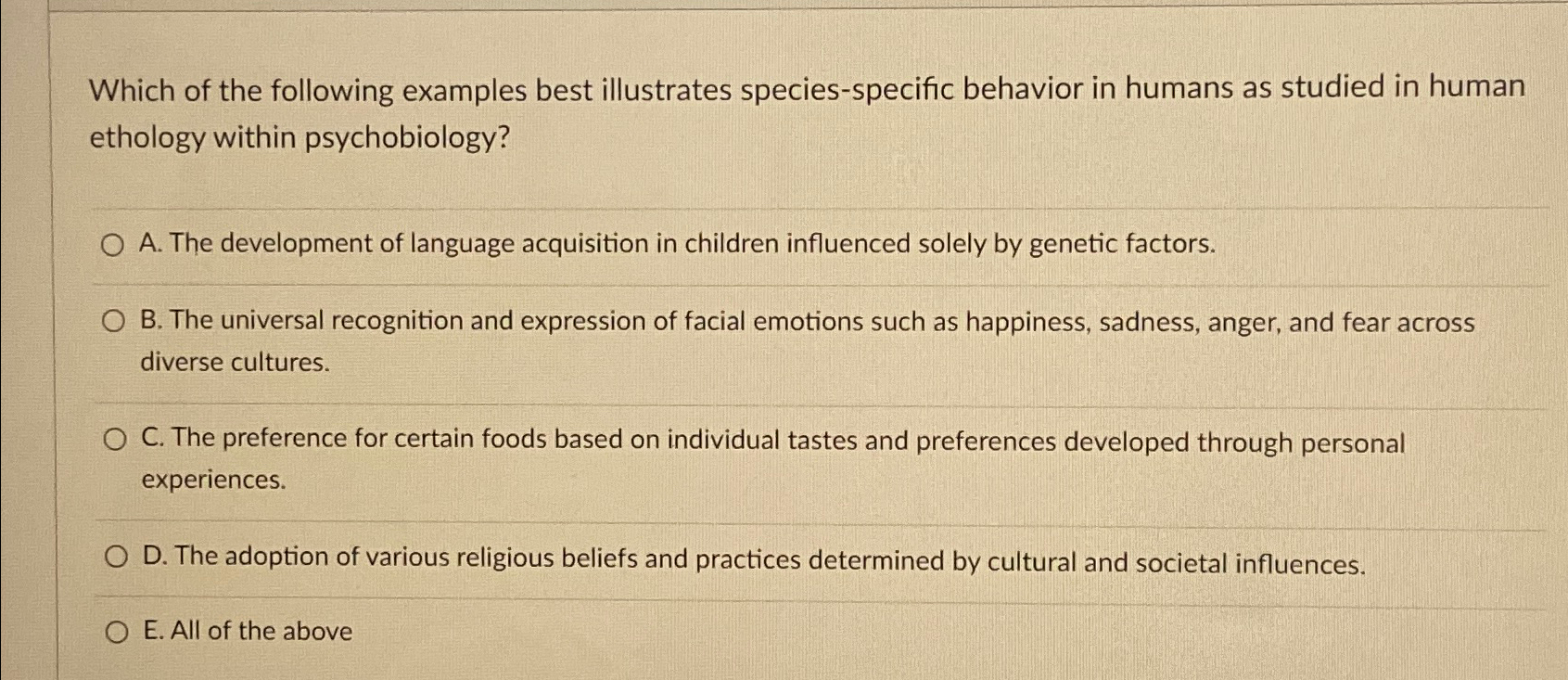 Solved Which of the following examples best illustrates | Chegg.com