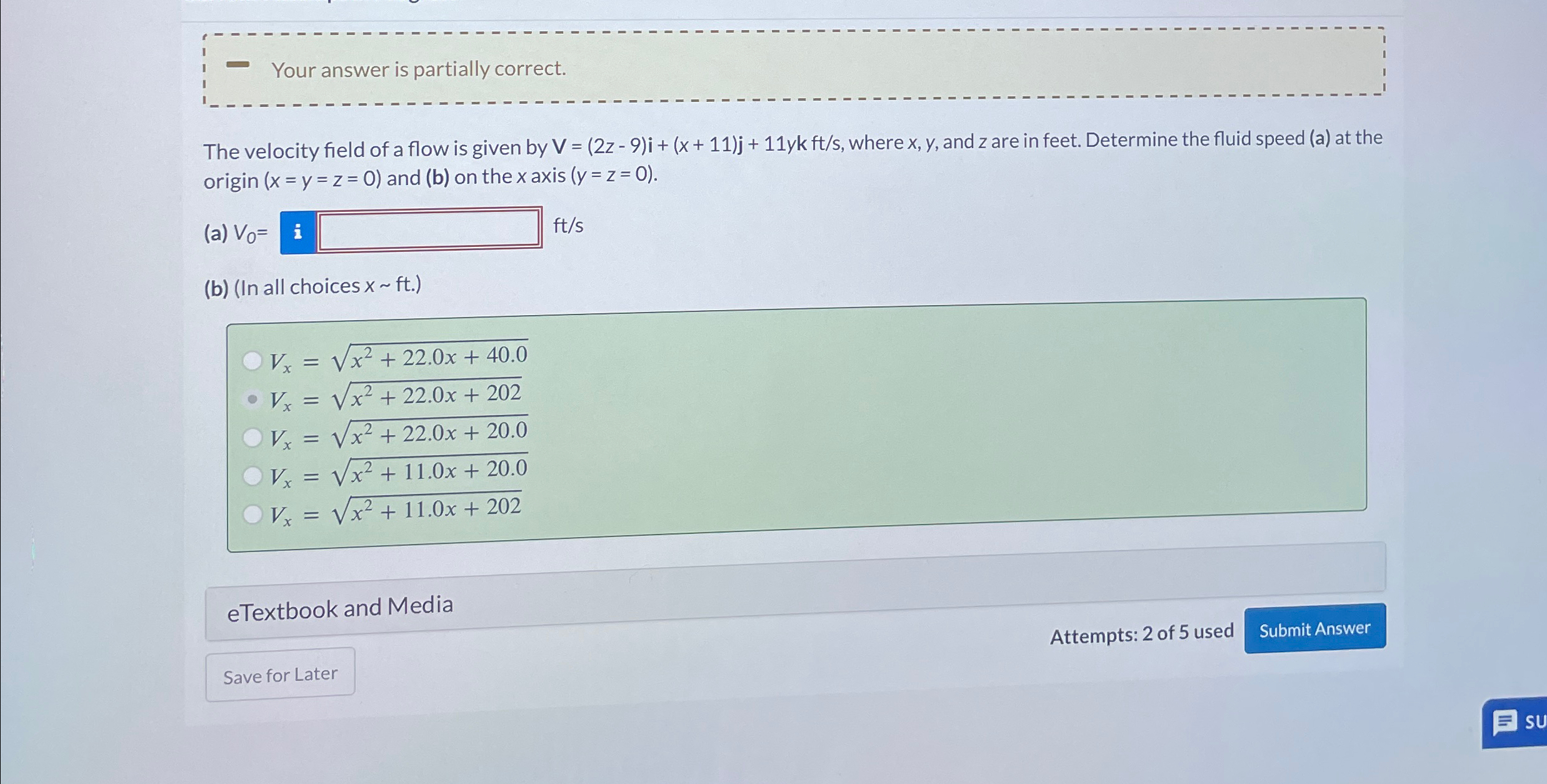 Solved Your answer is partially correct.The velocity field | Chegg.com