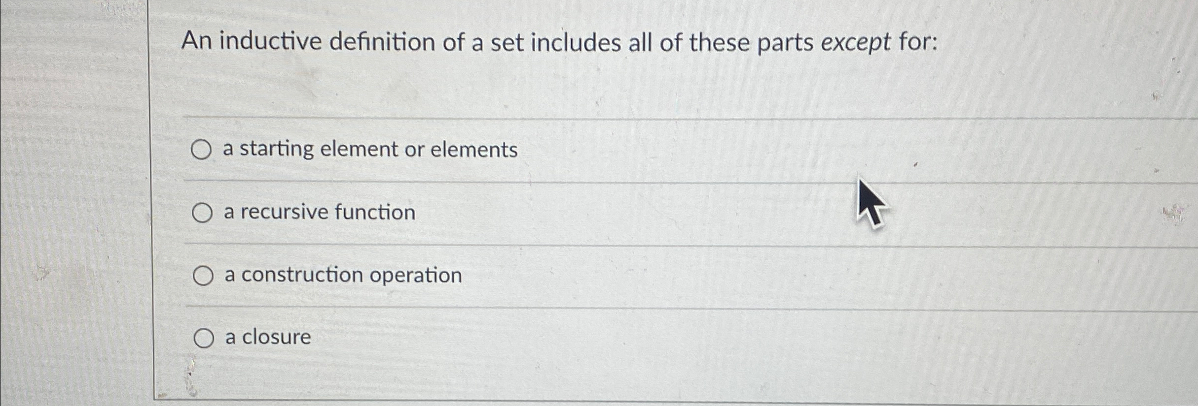 Solved An inductive definition of a set includes all of | Chegg.com