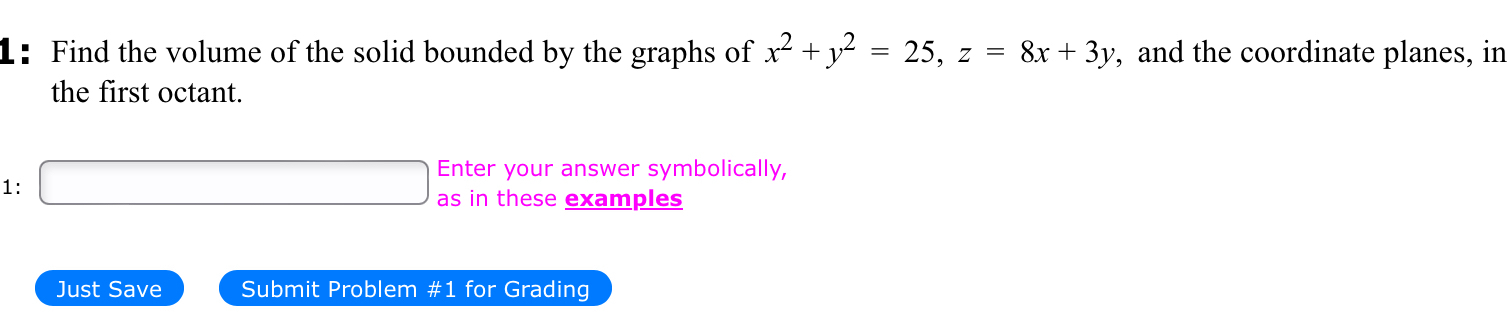 Solved 1: Find the volume of the solid bounded by the graphs | Chegg.com