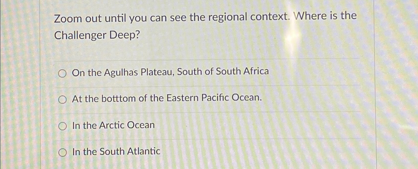 Solved Where is the Challenger Deep?On the Agulhas Plateau, | Chegg.com