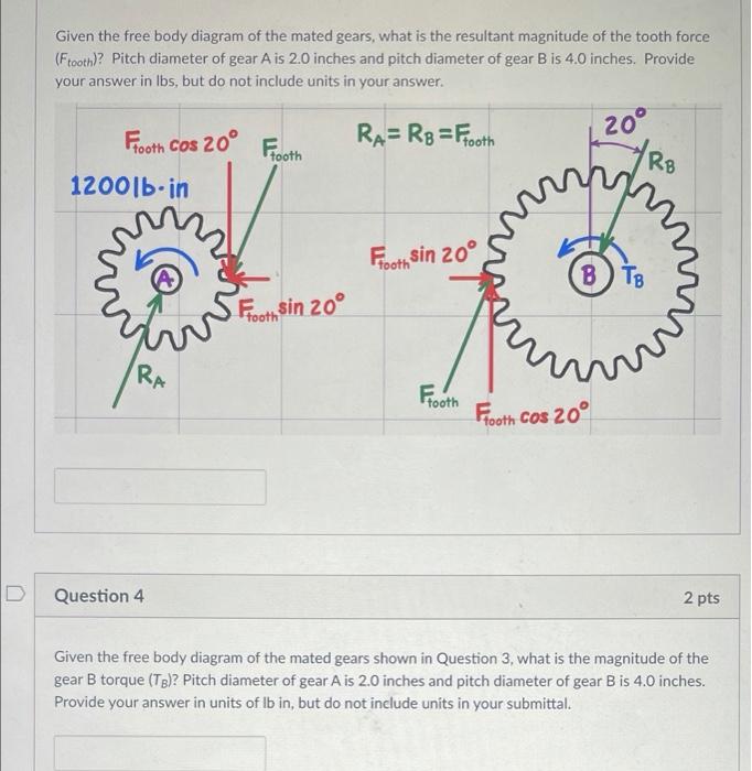 Solved Given the free body diagram of the mated gears, what | Chegg.com