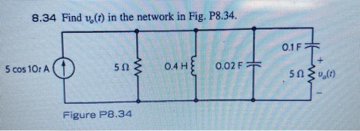Solved 8.34 Find vn(t) in the network in Fig. P8.34. | Chegg.com
