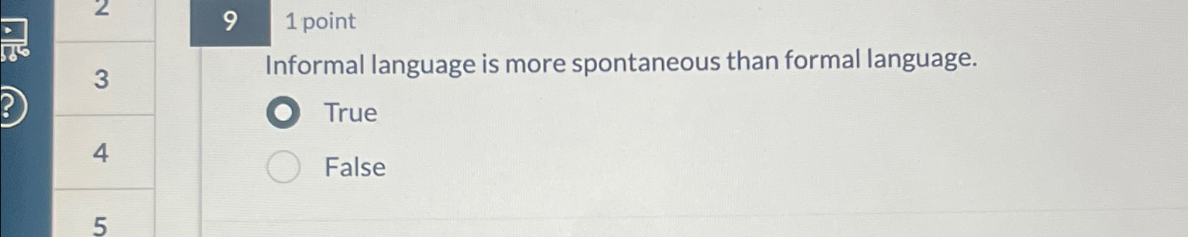 Solved 91 ﻿point3 ﻿Informal language is more spontaneous | Chegg.com