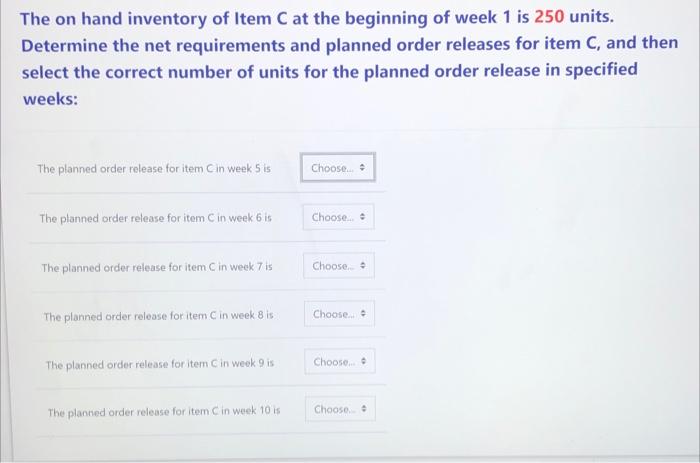 Solved The gross requirements for items A and H are | Chegg.com