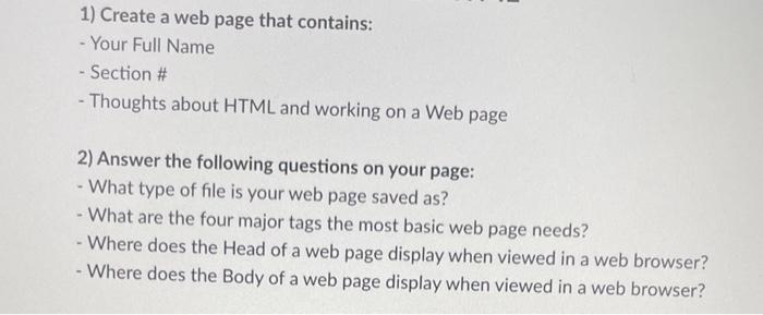 Solved 1) Create a web page that contains: - Your Full Name | Chegg.com