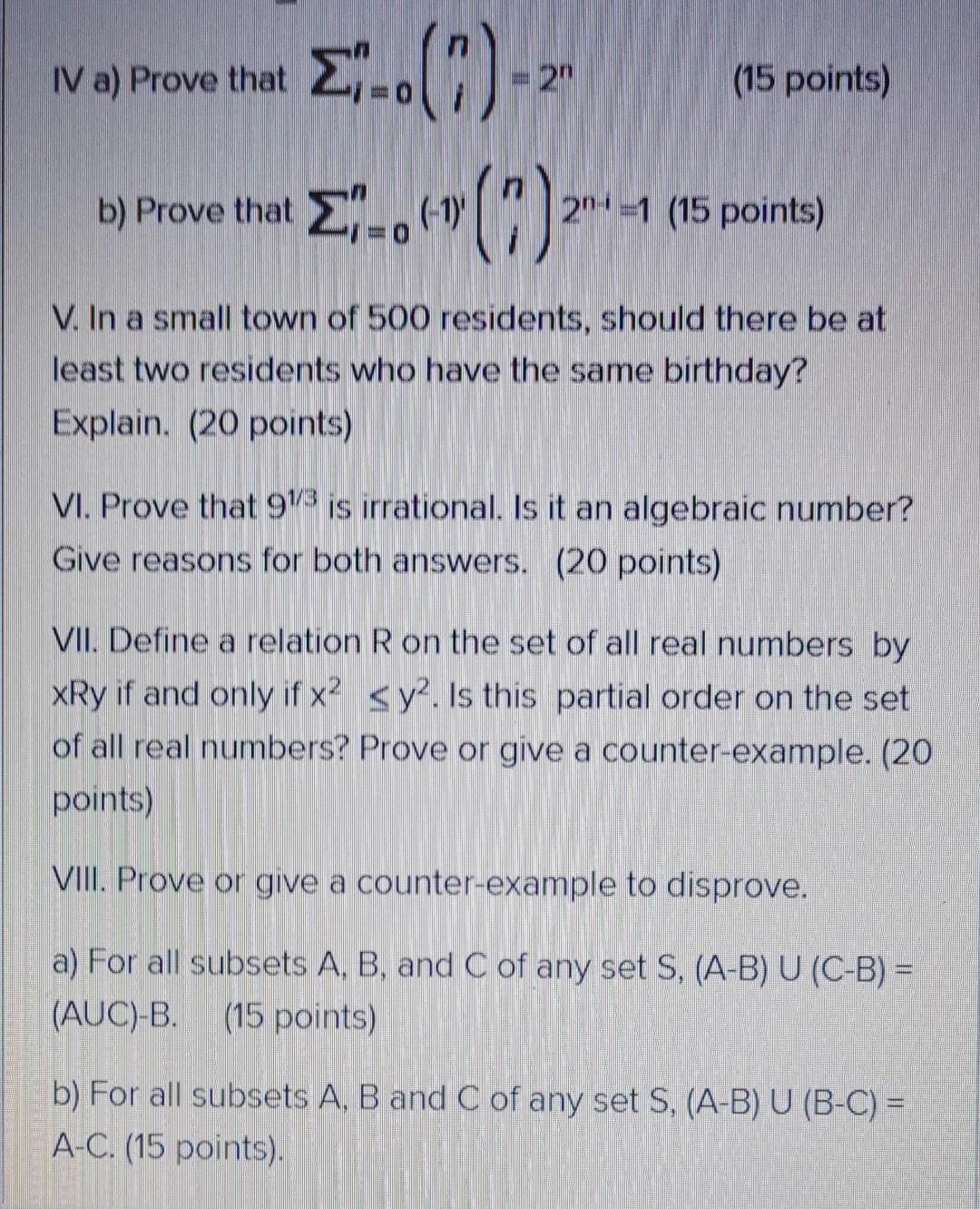 Solved = 20 (15 points) IV a) Prove that E...(3) Σ1) Σ., «() | Chegg.com