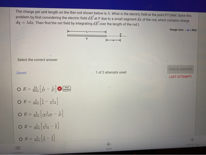 Solved The charge per unit length on the thin rod shown | Chegg.com