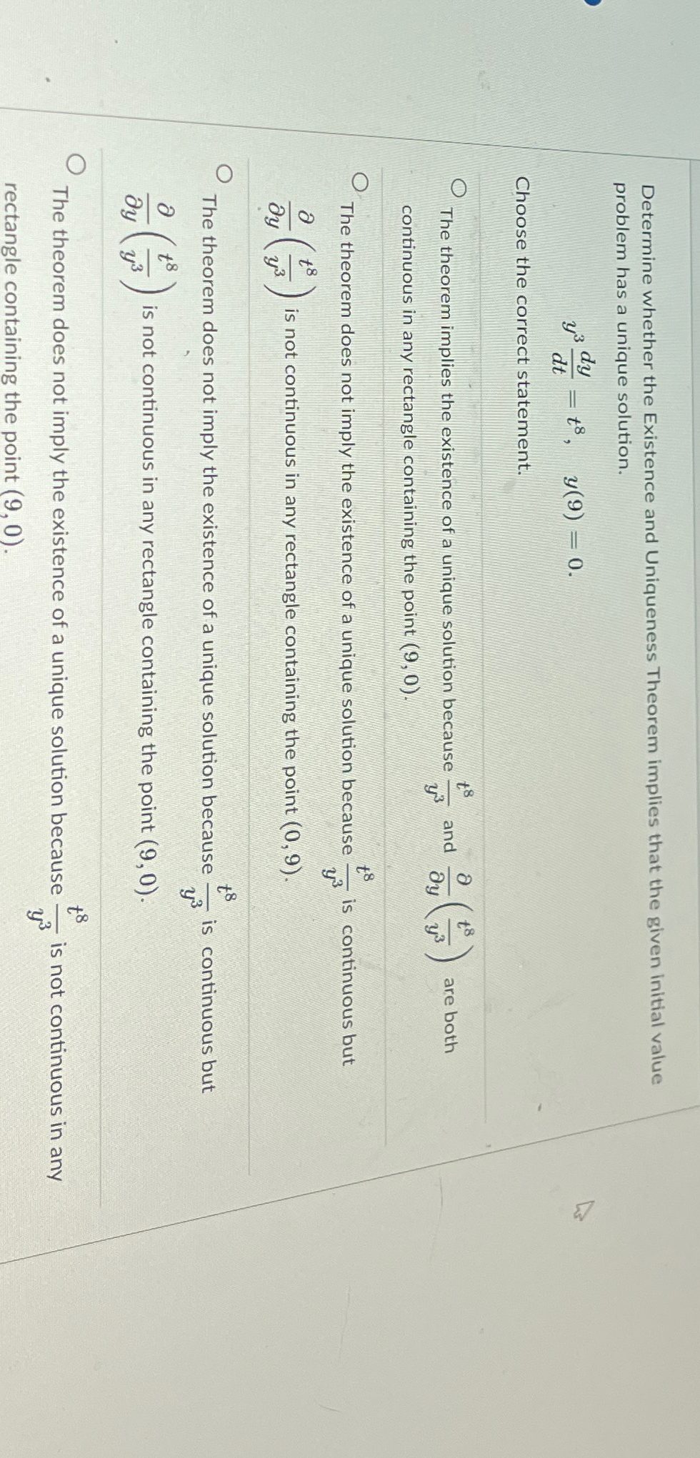 Solved Determine whether the Existence and Uniqueness | Chegg.com