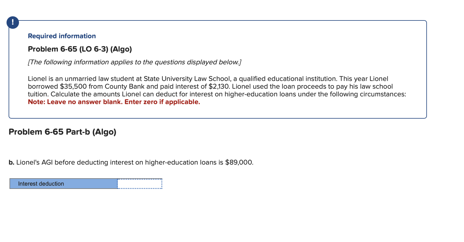 Solved ! ﻿Required information Problem 6-65 (LO | Chegg.com