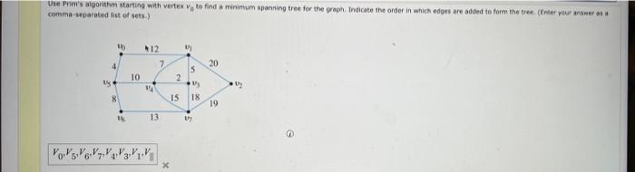 [Solved]: Use Prim's algorithm starting with vertex v t