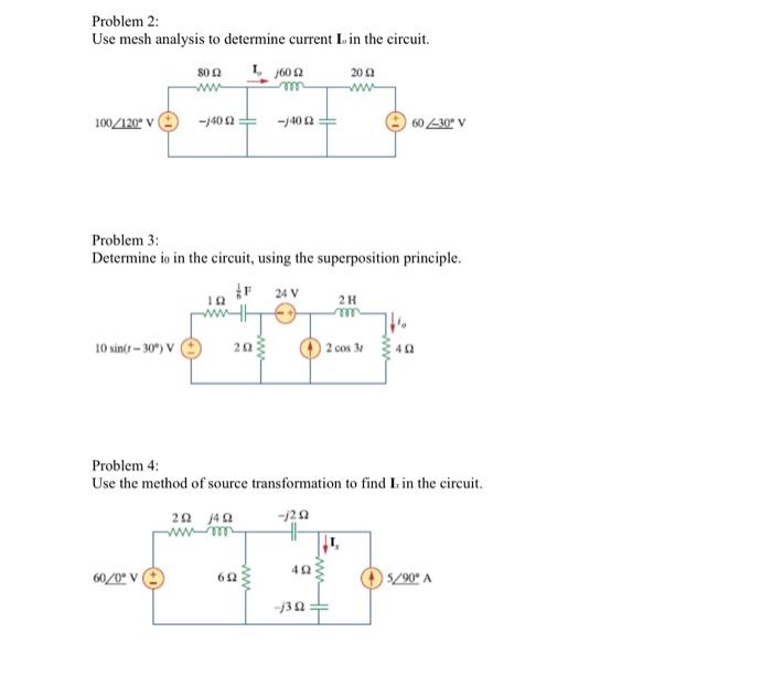 Solved Problem 2: Use mesh analysis to determine current Is | Chegg.com