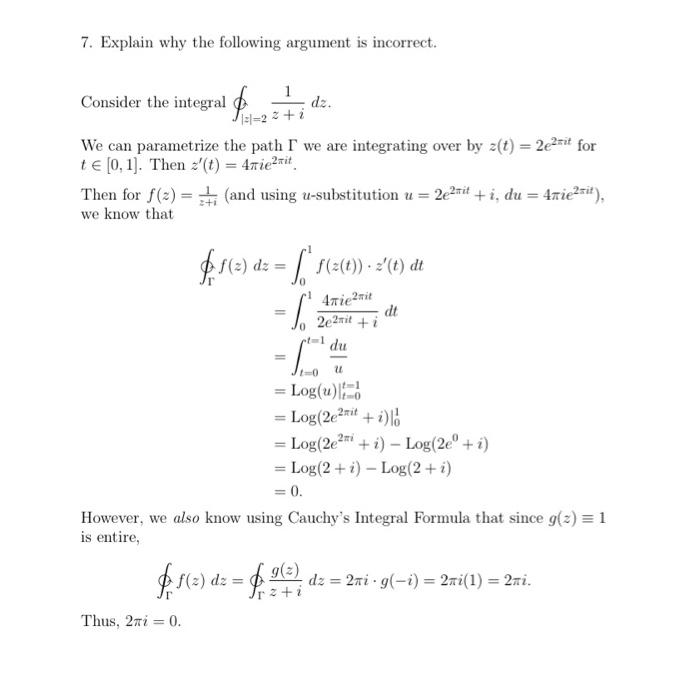 7. Explain why the following argument is incorrect. | Chegg.com