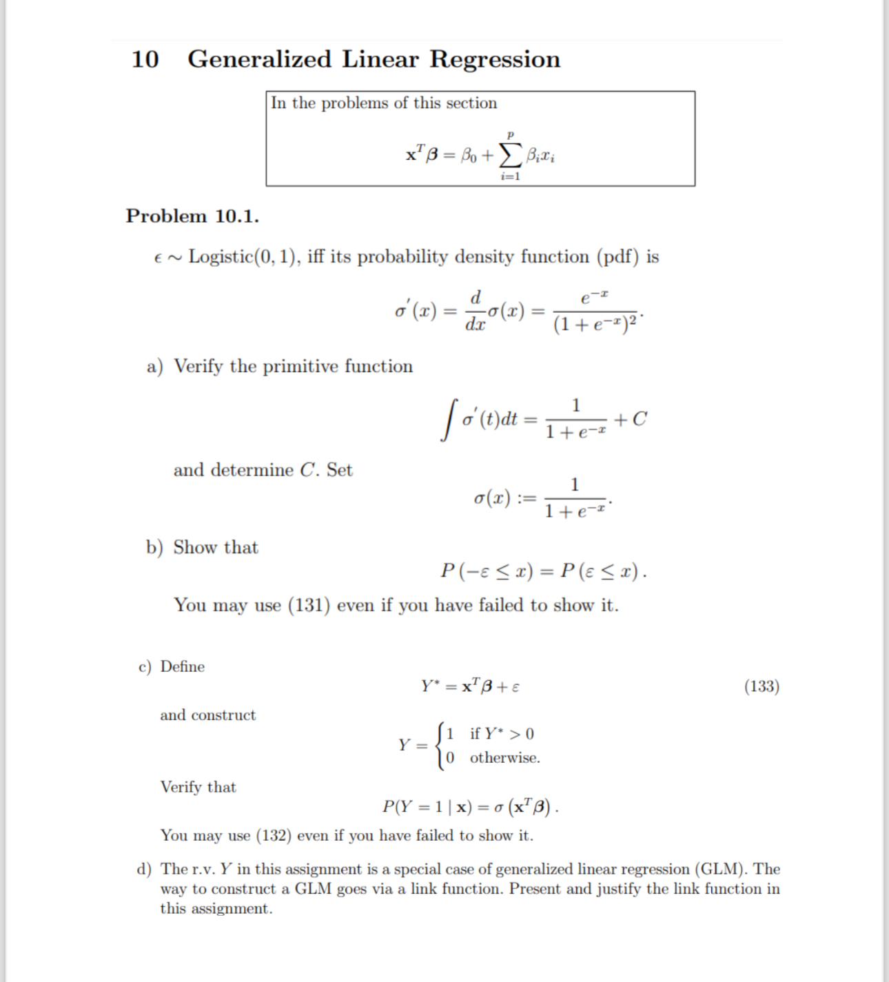 Solved 10 ﻿Generalized Linear RegressionIn the problems of | Chegg.com