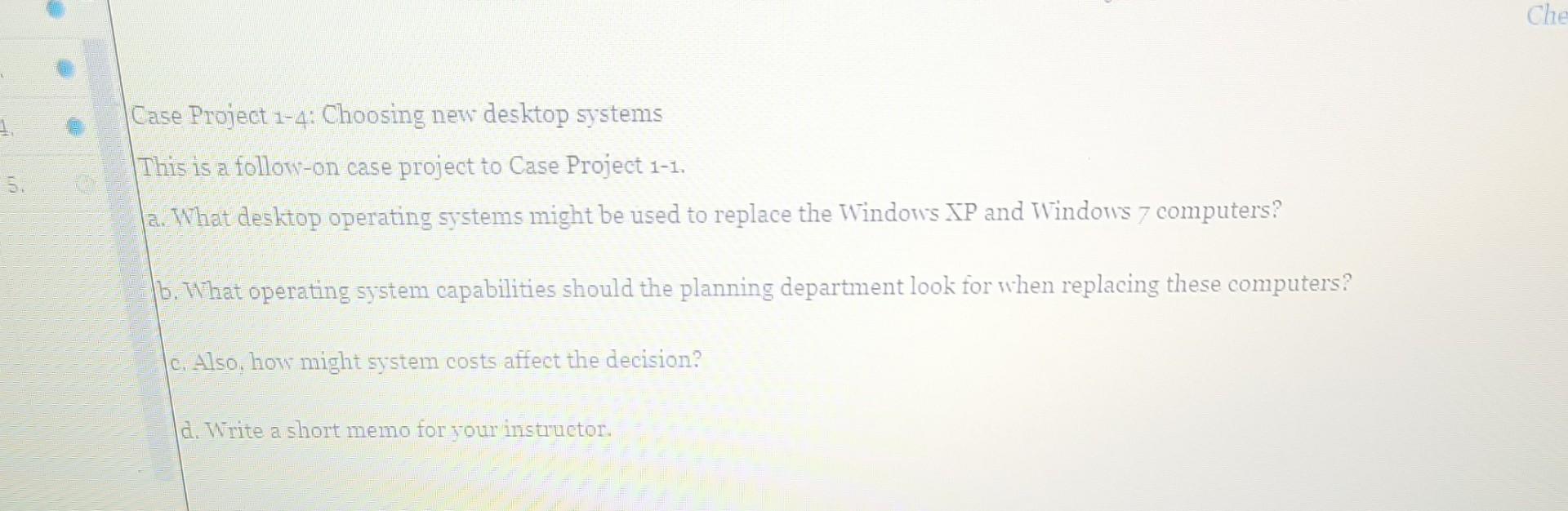 Solved Case Project 1-4: Choosing new desktop systems This | Chegg.com