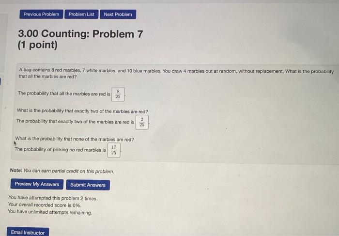Solved Previous Problem Problern List Next Problem 3.00 | Chegg.com