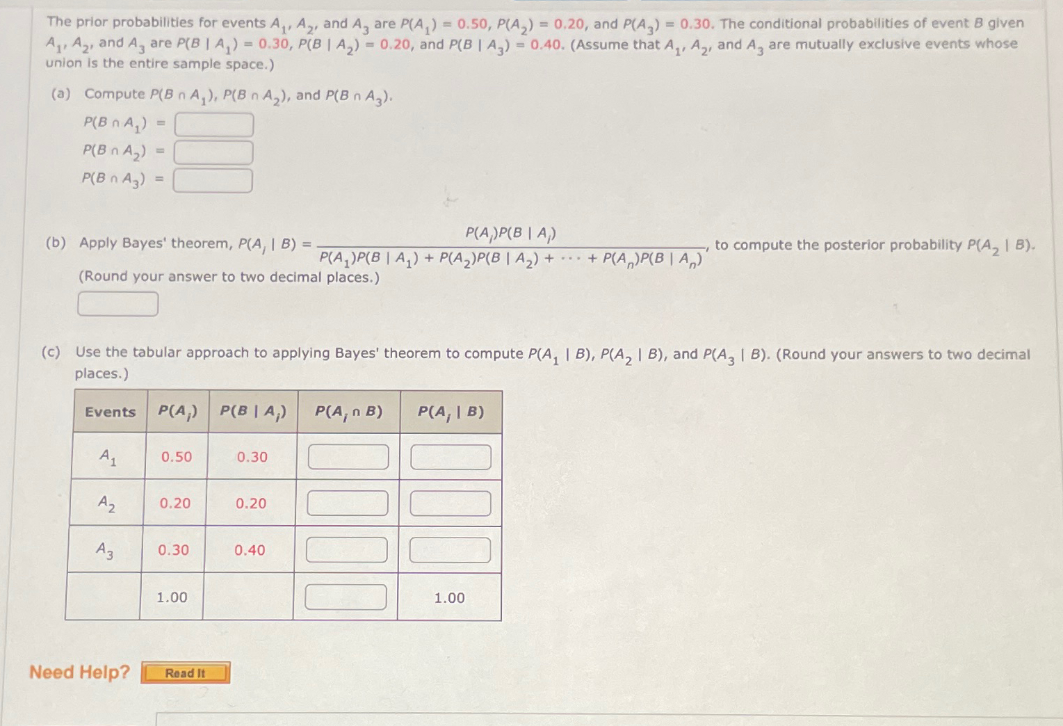 Solved The prior probabilities for events A1,A2, ﻿and A3 | Chegg.com