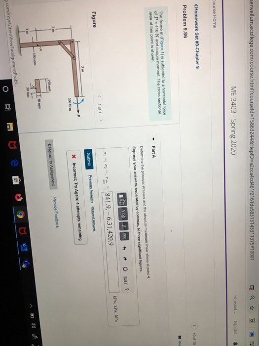 Solved ME 3403 - Spring 2020 H, shakil Sign Out Help Course | Chegg.com