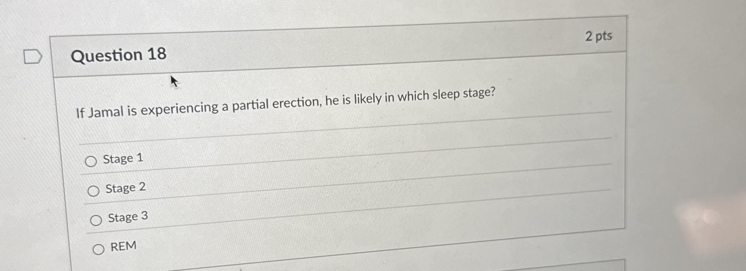 Solved Question 182 ﻿ptsIf Jamal is experiencing a partial | Chegg.com
